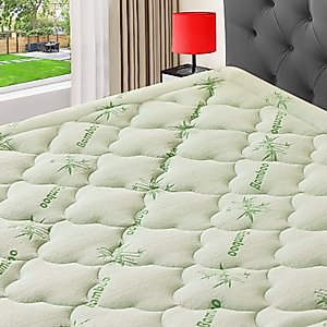 CYMULA Full Size Mattress Topper Cooling Mattress Pad, Breathable Bamboo Rayon Pillow Top Mattress Topper Full Bed Topper with 8-21" Deep Pocket