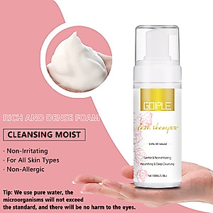 100ml Eyelash Extension Cleanser Lash Mousse Unsent Lash Shampoo for Extensions, Natural Lashes Makeup & Mascara Remover Professional & Self Use with Cotton Puff Lash Cleanser 3.38Oz