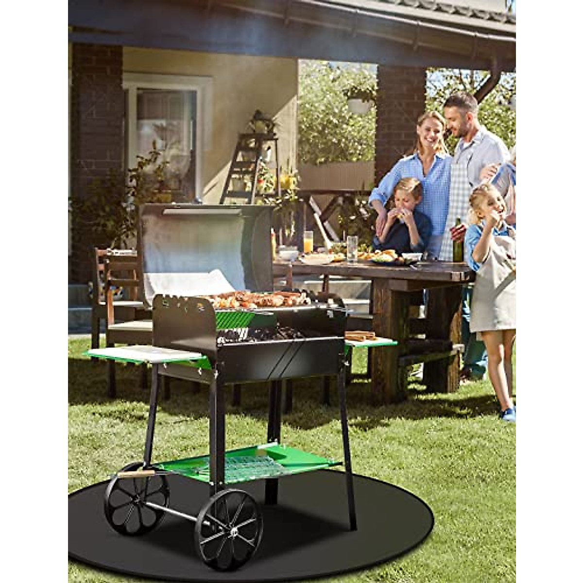 yamagahome Large Under Grill Mat & Fire Pit Mat 39", Round Grill Mats for Outdoor Grill Deck Protector, Fireproof Mat for Under Fire Pit, Double-Sided Fireproof BBQ Grill Mat, Oil-Proof & Waterproof