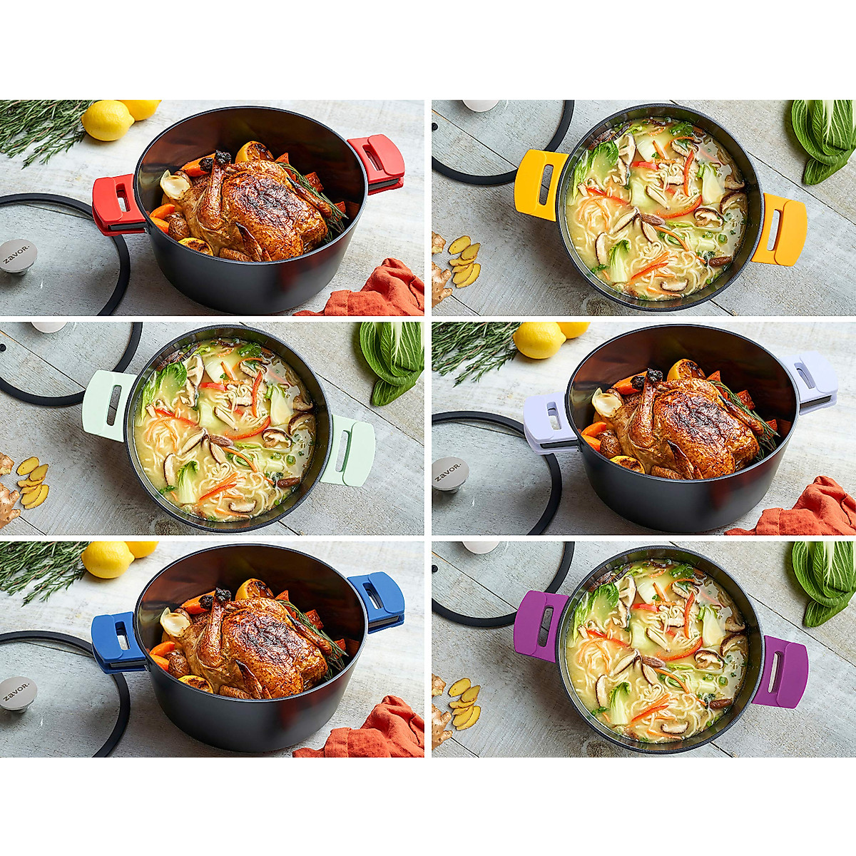 Zavor Noir 7 Qt Dutch Oven - Premium Cast Aluminum with Titanium-based Nonstick Ceramic Coating & Removable Handles - Ultra Lightweight - Oven & Induction Ready | Noir Collection