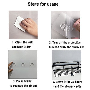 Jninexiu 16 Pack Shower Caddy Adhesive Replacement, Shower Hooks for Shower Caddy Adhesive Replacement Clear Strong Sticker Hooks No Drilling Sticky Hanging Hooks