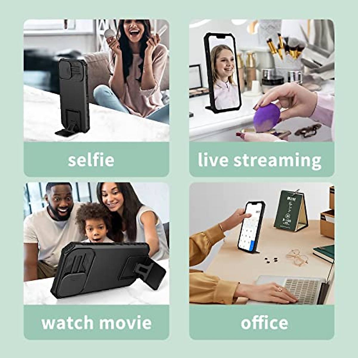 YOUULAR Case Compatible with Xiaomi Redmi Note 12 Pro 5G/Xiaomi Poco X5 Pro 5G Dimensional Bracket Sliding Window Mobile Phone Case Shockproof Protective Phone Cover Poco X5 Pro Military Cases Black