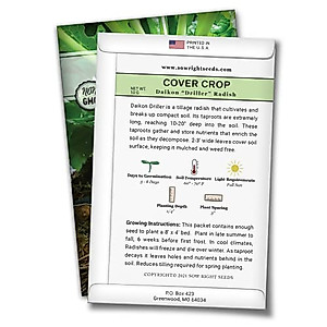 Sow Right Seeds - Driller Daikon Radish Seed for Planting - Cover Crops to Plant in Your Home Vegetable Garden - Enriches Soil - Suppresses Weeds - Non-GMO Heirloom Seeds - A Great Gardening Gift