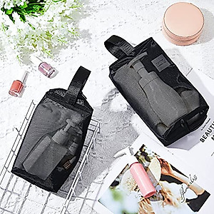 Kacctyen Set of 2 Mesh Shower Caddy Portable Toiletry Bag Black Dorm Room Mesh Shower Bag College Hanging Shower Tote Travel Gym Bag Organizer with Zipper for Bathroom Camping Essentials Accessories