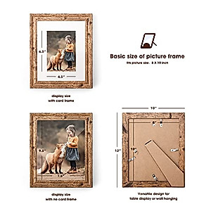SYNTRIFIC 8x10 Picture Frame Set of 6, Rustic Farmhouse Wood Picture Frames 5x7 with Mat or 8x10 Without Mat,Tabletop Display and Wall Mounting for Home Collage Brown Photo Frame for Gift,Walnut