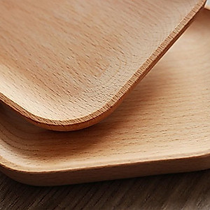 CAN_Deal 4-Pack 5" Natural Beech Wood Square Serving Dishes, Mini Dessert Plates