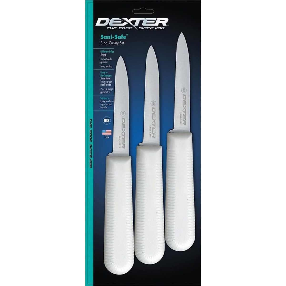 Dexter-Russell 3 pack of 3¼Paring Knives, S104-3PCP, SANI-SAFE Series, Silver, White