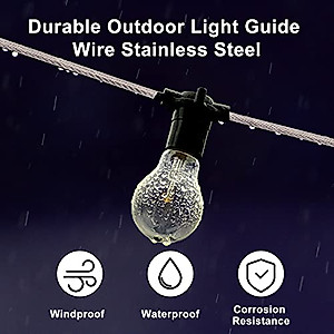 BEDLLEL Stainless Steel Cable Light Kit, String Lights Guide Wire Globe Outdoor Hanging Kit for Garden or Patio Include 150 fts Cable, Turnbuckle and Hooks