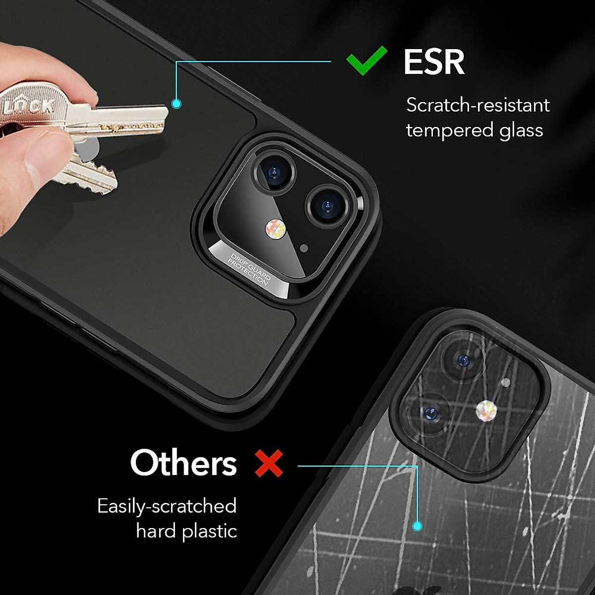 ESR Air Armor Designed for iPhone Mini Case [Shock-Absorbing] [Scratch-Resistant] [Military Grade Protection] Hard Polycarbonate + Flexible Polymer Frame for iPhone 2020 5.4" – Translucent Black