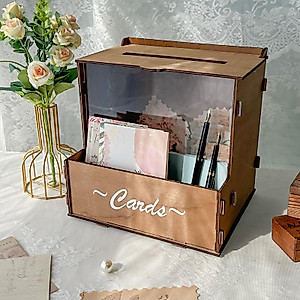 Aytai DIY Rustic Wedding Card Box with Lock and Card Sign Wooden Gift Card Box Money Box for Reception Wedding Anniversary Baby Shower Birthday Graduation Party Decorations