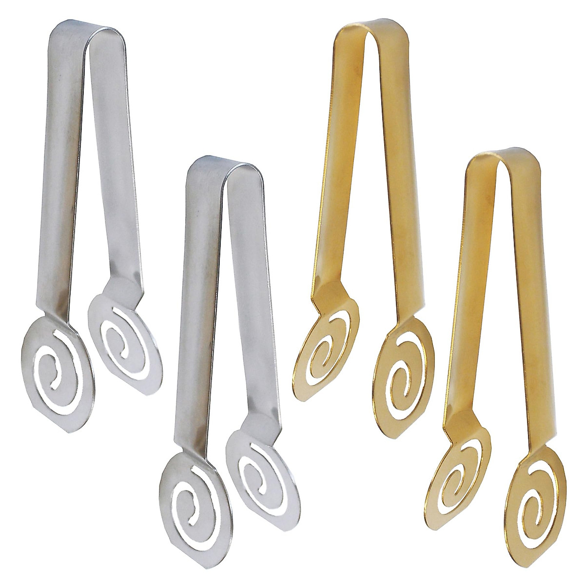 Ousyaah 4 Piece Tea Bag Squeezer, Stainless Steel Round Tea Bag Squeezer Tongs, Tea Filter Coffee Bag Clamp Tea Strainer Grip Holder Lemon Slice Clip, Mini Ice Tongs Sugar Tongs Tea Bag Spoon