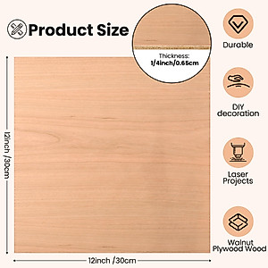 Geetery 16 Pcs 12 x12 Cherry Plywood Sheets 1/4 Unfinished Wood Sheets for Crafts 6.5mm Thin Plywood Wood for Laser Cutting and Engraving, Cutting, Painting, Fretwork, DIY School Projects
