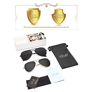 livho Sunglasses for Men Women Aviator Polarized Metal Mirror UV 400 Lens Protection (All black & Gold Black)