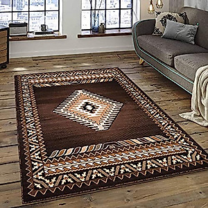 Native American Western Tribal Brown Area Rug (8 Feet X 10 Feet)