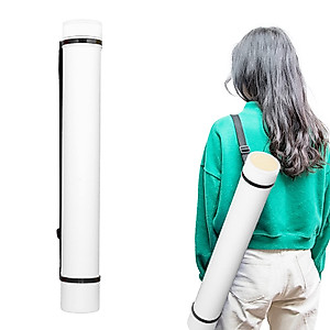 Blueprint Tube, Poster Storage Tube Waterproof Moistureproof Large Capacity Environmentally Friendly Plastic with Strap for Outdoor for Storage for Travel(White)