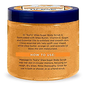 Dr Teal's Shea Sugar Body Scrub, Citrus with Essential Oils & Vitamin C, 19 oz (Pack of 3) (Packaging May Vary)