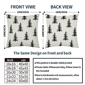 KSLIDS Black Christmas Tree Pillow Covers Set of 2 Xmas Trees Geometric Square Throw Pillows Couch Winter Holiday Pillow Cases Rustic Farmhouse Christmas Decor Home Sofa Porch Bed Outdoor 18x18 Inch