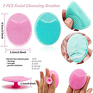 2 PCS Silicone Face Mask Brush and 2 PCS Face Scrubber, Facial Applicator Brushes for Applying Facial Mask, Soft Silicone Facial Cleansing Brush Pad Cosmetic Scrapers(Set of 4)