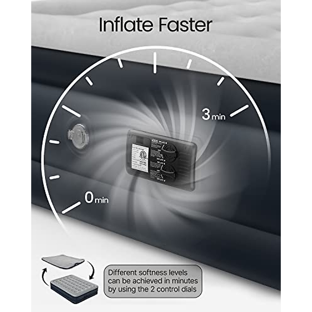 iDOO Air Mattress with Built in Pump, Queen Inflatable Mattress Blow Up Mattress Airbed for Camping & Guest, colchon inflable - Self Inflating, Foldable, Portable & Comfortable, 18" Raised