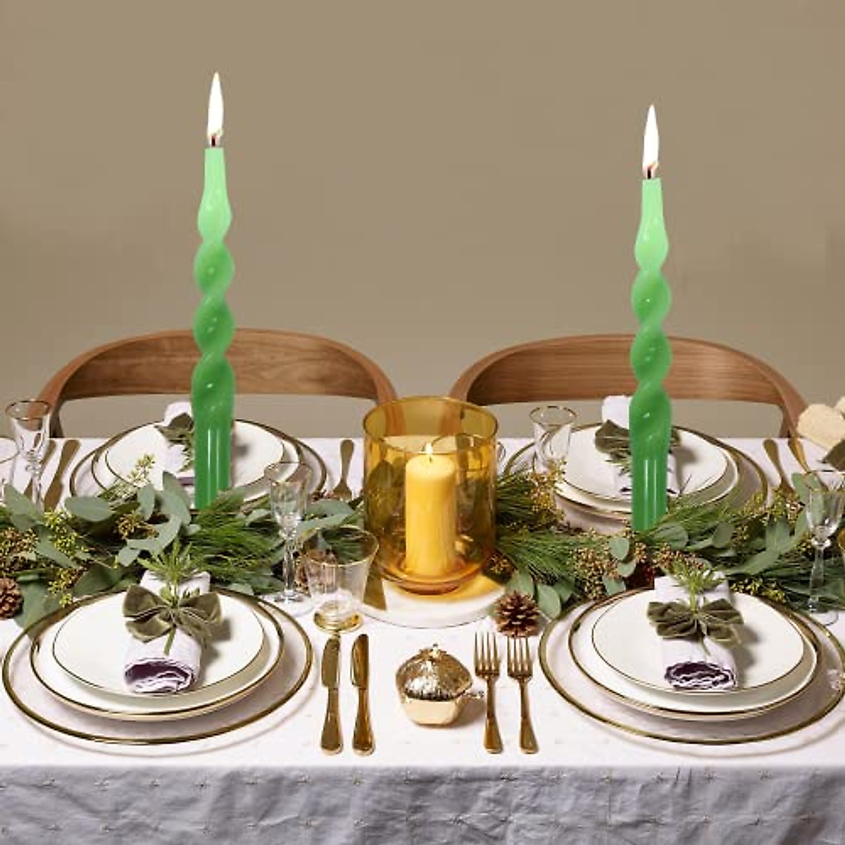 Spiral Taper Candle Dinner Candle Set 10 Inches Twisted Candlesticks 2 Color Handmade Dripless Candles Sticks for Wedding Celebration Anniversary Christmas Church