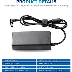 DC 14V Power Cord for Samsung Monitor S22C300H P2770 SA350 UE590 S27B350H S27D360H Samsung SyncMaster 15 17" 18" 19" 20" 22" 23" 24" 27" Screen TFT LED LCD Monitor TV Notebook Power Supply Charger