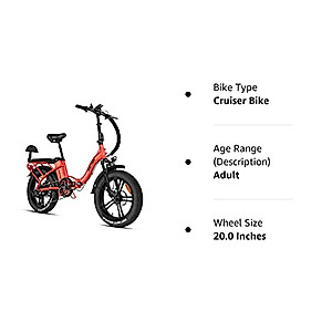 Rattan 750W Electric Bike for Adults 48V 13AH Removable Battery Foldable Electric Bikes LM/LF Pro Ebike 20" x 4.0 Fat Tire Electric Bicycles 2 Seater (LF RED, Standard)