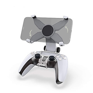 ECHZOVE PS5 Controller Phone Clip, PS5 Controller Mobile Phone Mount Adjustable Phone Holder Clamp for PS5 Controllers - White
