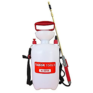 TABOR TOOLS 1.3 Gallon Lawn and Garden Pump Pressure with Pressure Relief Valve, Adjustable Shoulder Strap and Telescopic Adjustable Wand and VITON Seals. N50VA.