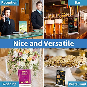 Acrylic Sign Holder 4x6 Inch, 3 Pack Sign Holders Vertical , Double Sided Display Clear TableTop Sign Holder, Acrylic Paper Holder for Wedding Reception, Party Decoration, Numbers Picture Frames