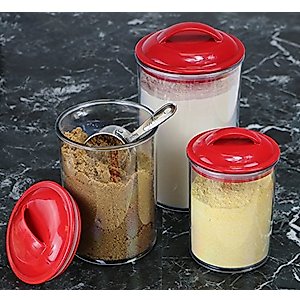Calypso Basics by Reston Lloyd Acrylic Storage Canisters, Set of 3, Red