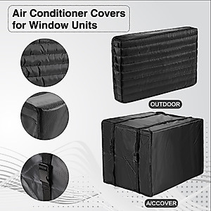 Windyun 2 Pack Window Air Conditioner Cover Ac Covers for Inside and Outside Adjustable Dust Proof Waterproof Ac Shade for Outside Unit for Winter Accessories, Black (21x14 In, 21x15x16 In)