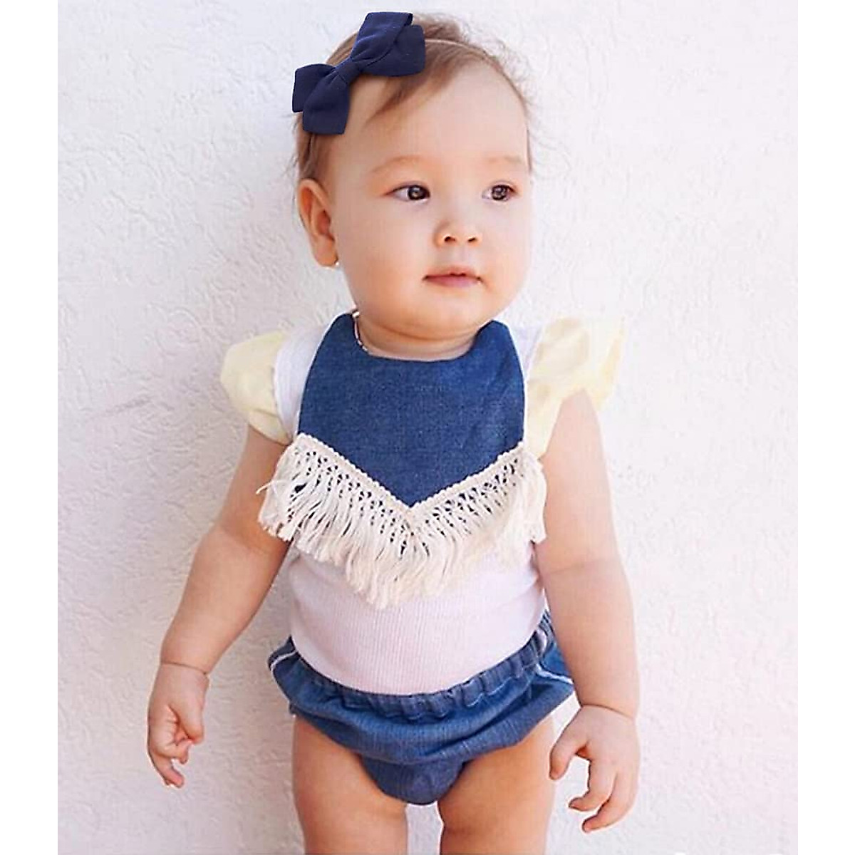 Cherssy Baby Girl Headbands and Hair Bows, 10pcs Stretchy Nylon Hairbands for Newborn, Infant, Toddlers