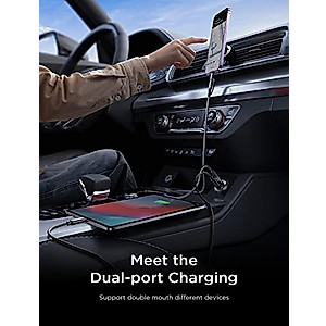 USB C Car Charger Fast Charging, 60W PD (30W+30W) Super Fast Car Charger, iPhone Car Charger Samsung Car Charger with 3.3ft C to C/L Cable for iPhone 14 13 12 iPad Samsung Galaxy S23/22 Google Pixel