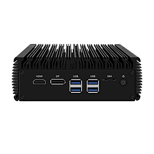 Micro Firewall Appliance, Mini PC, VPN, Router PC, Intel Celeron J4125, HUNSN RJ15, AES-NI, 4 x Intel 2.5GbE I226-V LAN, HDMI, DP, SIM Slot, Barebone, NO RAM, NO Storage, NO System