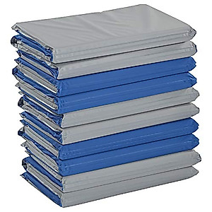 ECR4Kids Value 4-Fold Daycare Rest Mat,Blue/Grey (1" Thick), Pack of 5