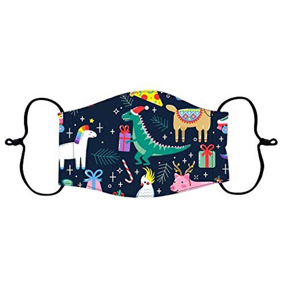 Walsent 5PCS Children Cute Print Washable and Adjustable Face Bandanas for Kids Outdoor Protective Stay Safe Face Bandanas, Christmas Decorations