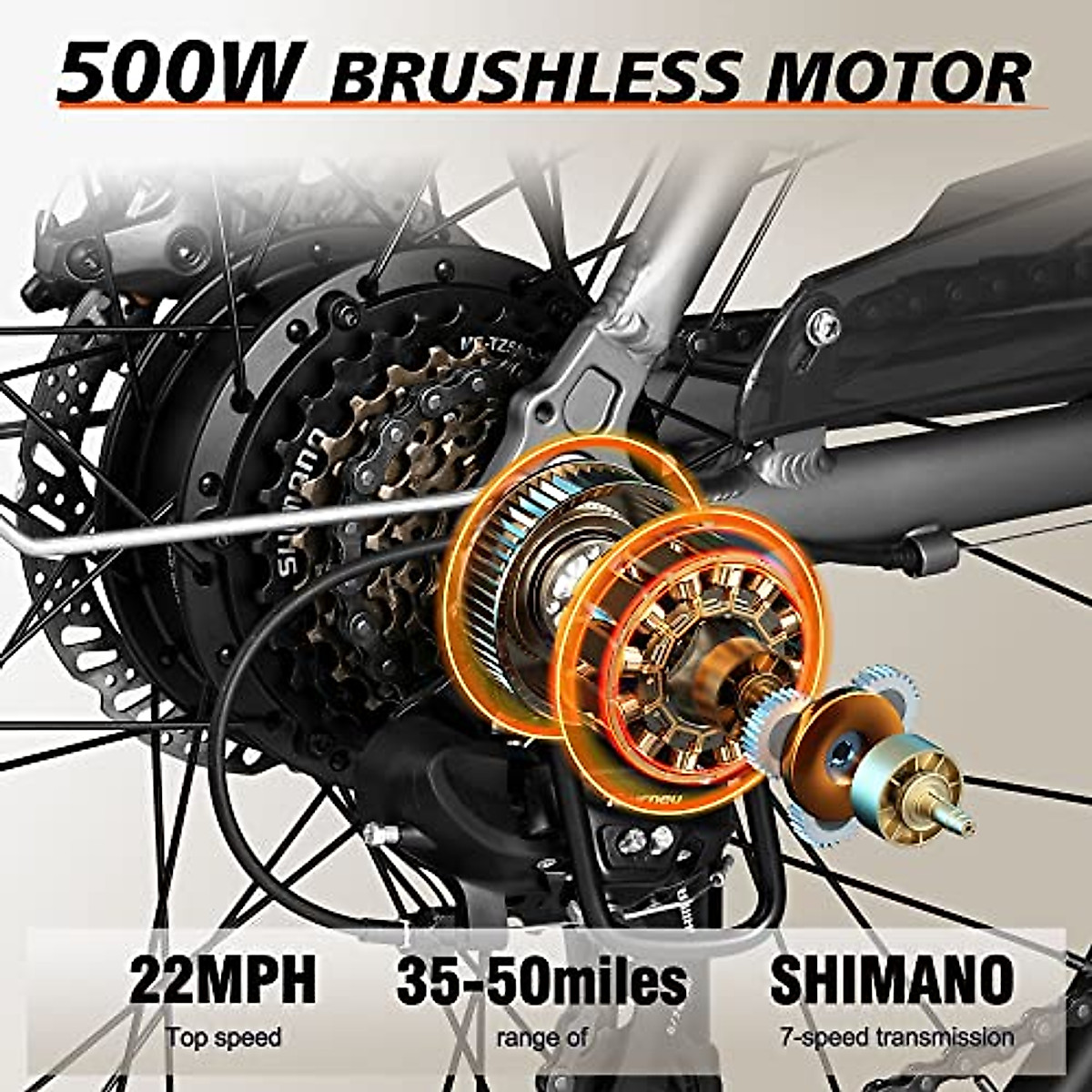 ACTBEST Core Electric Bike, 500W Brushless Motor Cityrun Ebike, 468Wh Removable Built-in Battery, Step-Thru Electric Bicycle with 7-Speed, Up to 50 Miles, E-Bikes for Adults