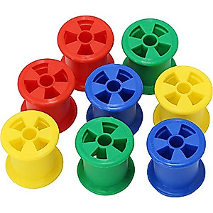 1490 PK8 Bobbin Spools Bonka Bird Toys Colorful Plastic Durable Beak Foot Parrot Cockatiel Cockatoo Amazon Conure Parakeet