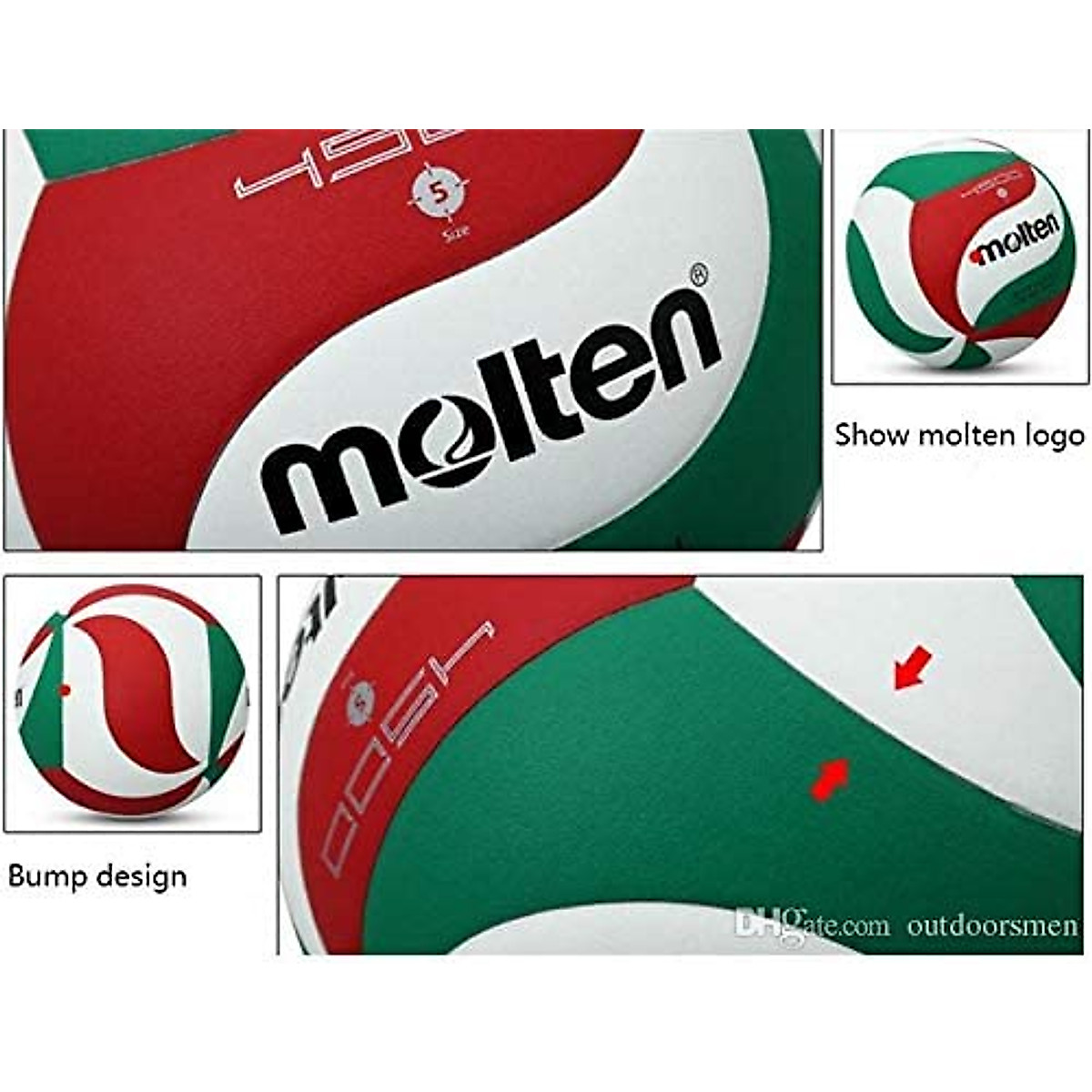 Molten Volleyball - 5, White/Green/Red