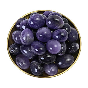 Tumbled Polished Natural Amethyst Stones, Crystals and Healing Stones Quartz Bulk for Wicca, Reiki, Healing Energy, Chakra Stones, Witchcraft Supplies(10Pcs)