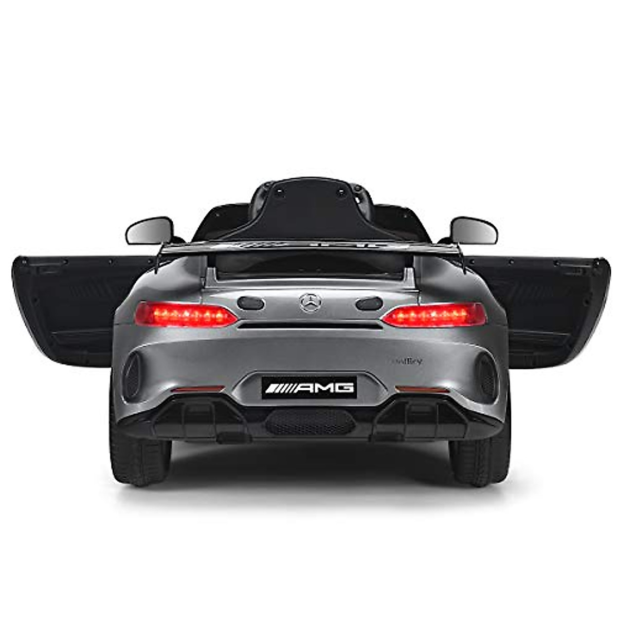 Costzon Ride On Car, 12V Licensed Mercedes Benz AMG Electric Vehicle w/Remote Control, Opening Doors, Head/Rear Lights, Swing Function, MP3 USB TF Input, Horn, High/Low Speed for Kids (Silver)