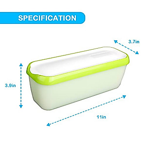 HipBrandFactory Ice Cream Storage Containers with Lids 2 Pack - 1.5 Quarts Reusable Homemade Ice Cream Tubs, Freezer Containers Perfect for Sorbet, Frozen Yogurt Or Gelato (Green)