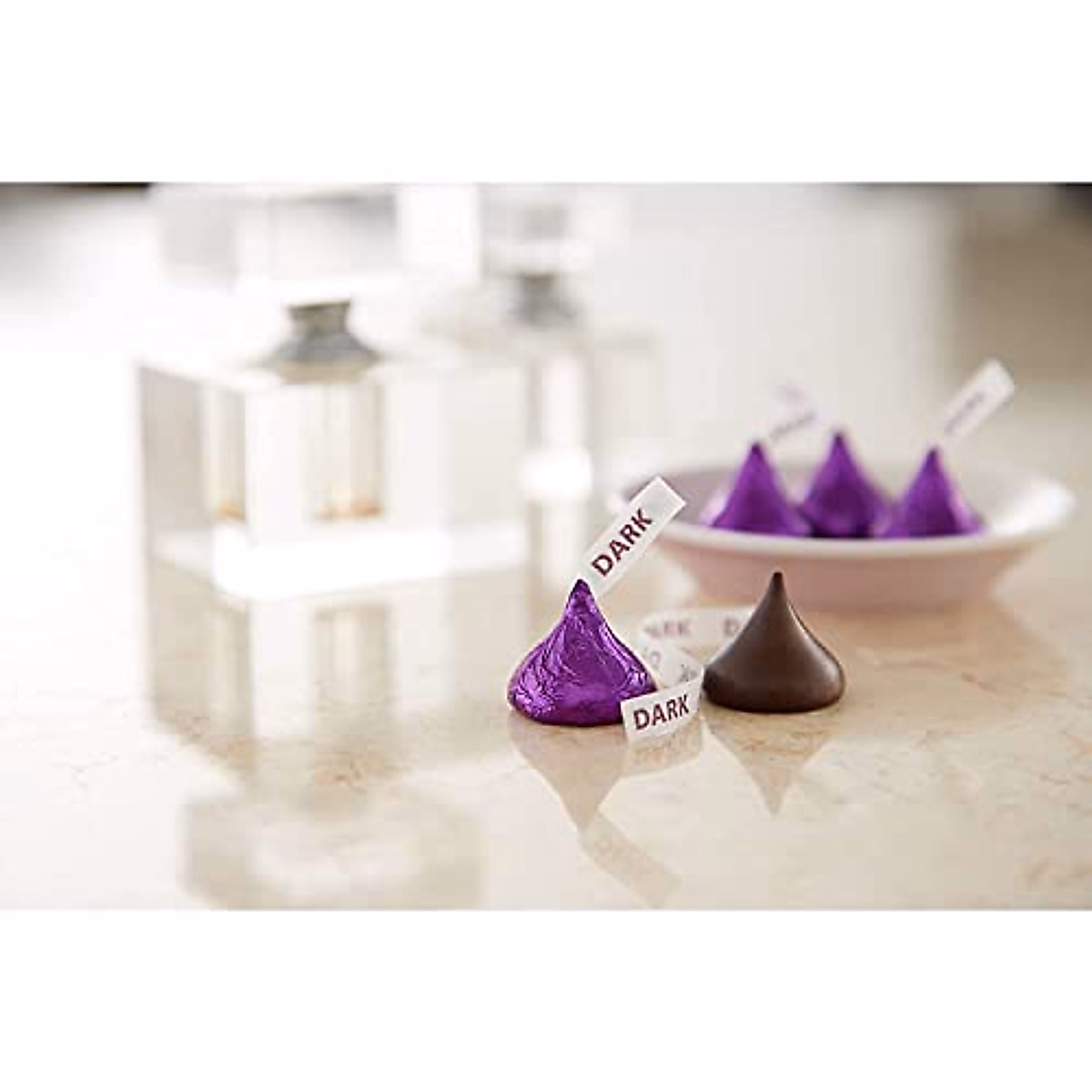 HERSHEY'S KISSES SPECIAL DARK Mildly Sweet Chocolate Candy, Individually Wrapped, Gluten Free, 4.5 oz, Bag