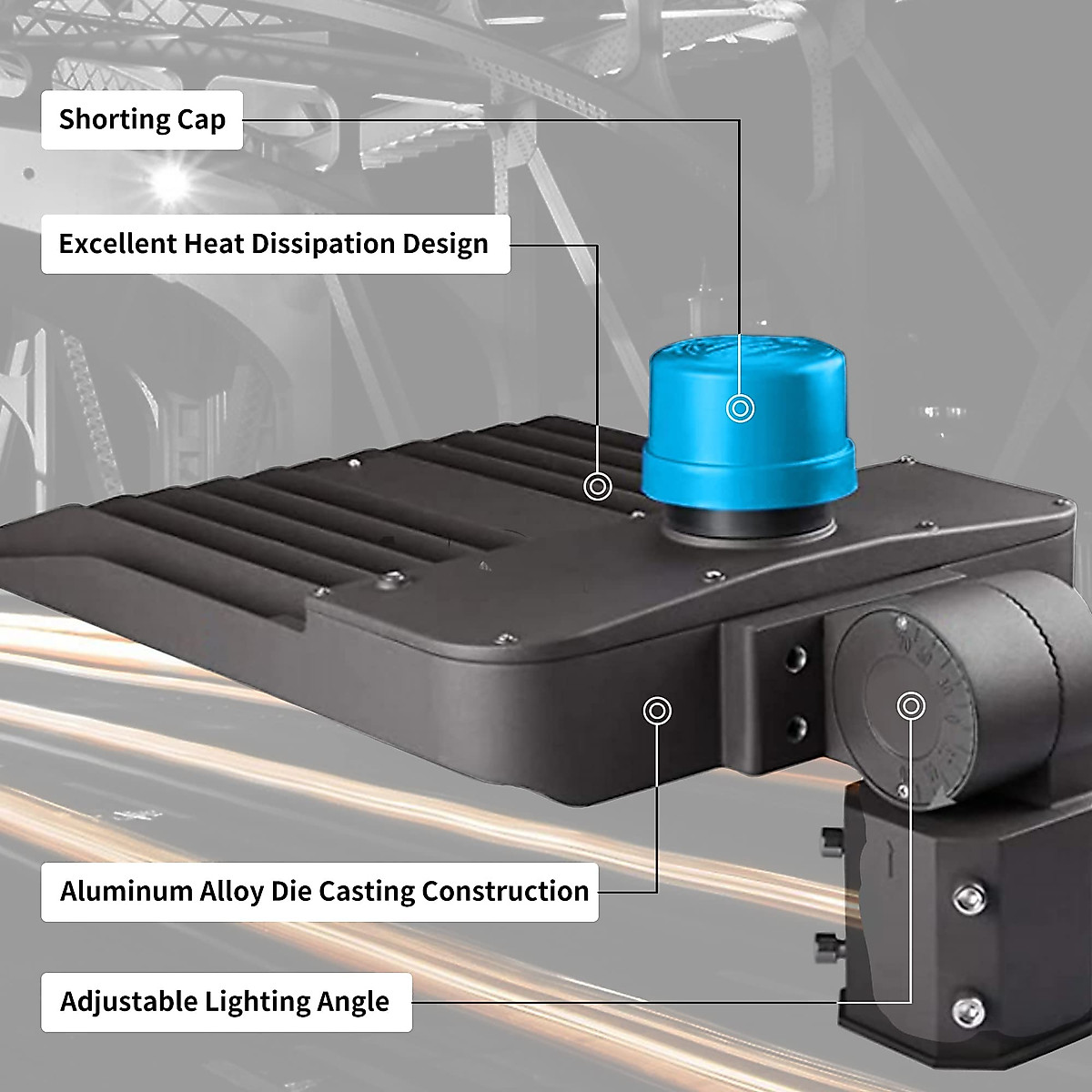 Suchace LED Parking Lot Light 200W,Street Light Dusk to Dawn with Photocell, 25000 Lumens, 5000K LED Shoebox Light, Outdoor Commercial Area Lighting Fixture(Waterproof IP65), Slip Fit Mount