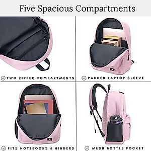 Fenrici Backpack for Teen Girls, Boys, Aesthetic Kids' Bookbags for School or Travel with Padded Laptop Compartment, Cool Pink