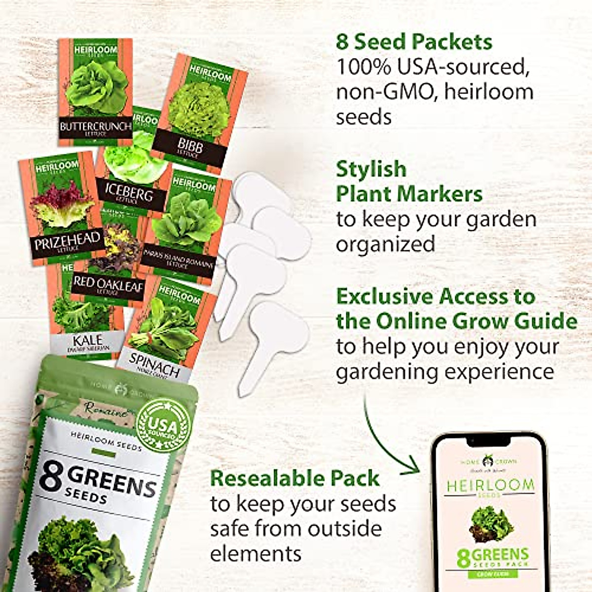 Lettuce & Salad Greens Seed Vault - 4,000+ Non-GMO Vegetable Seeds for Outdoors or Indoors - Romaine, Iceberg Lettuce Seeds for Planting, Kale Spinach & More: Hydroponic Home Garden Seeds (8 Variety)