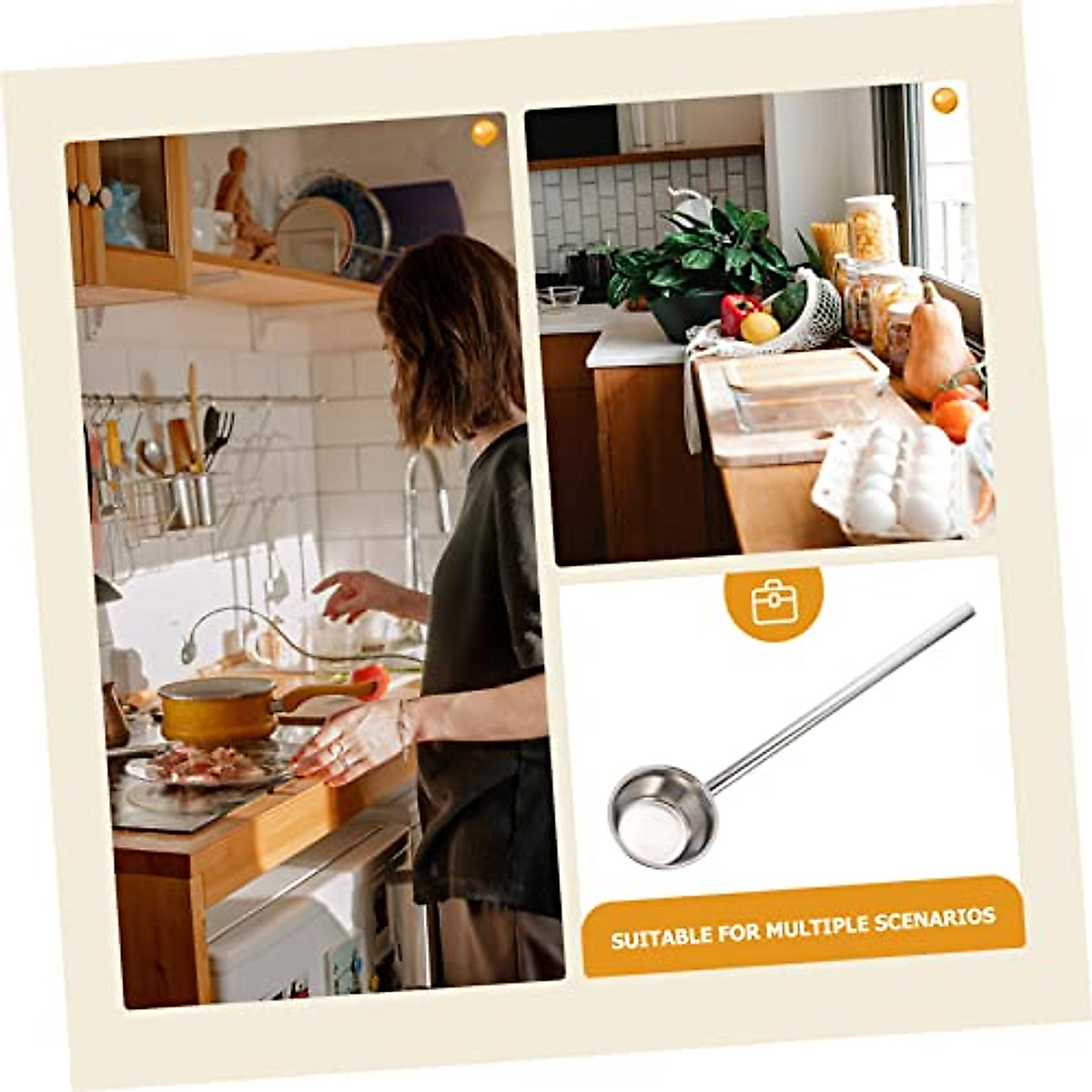 LIFKICH Long Handle Water Spoon Stainless Steel Serving Spoons Portable Bathtub Punch Ladle Wine Dipper Bath Rinse Cup Ladels and Spoons Soup Ladle Soup Scoop Kitchen Ladle Washed Shampoo