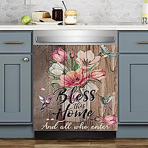 Greture Bless Home Flower Kitchen Dishwasher Magnet Cover, Family Flower Cabinet Appliances Refrigerator Decoration,Washing Machine Wallpaper M, Magnet 23 W x 26 H inch