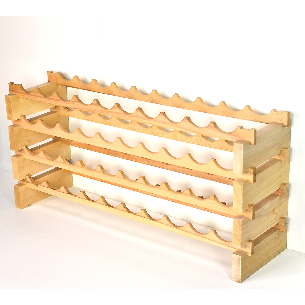 Modular Wine Rack Beechwood 40-120 Bottle Capacity 10 Bottles Across up to 12 Rows Newest Improved Model (40 Bottles - 4 Rows)