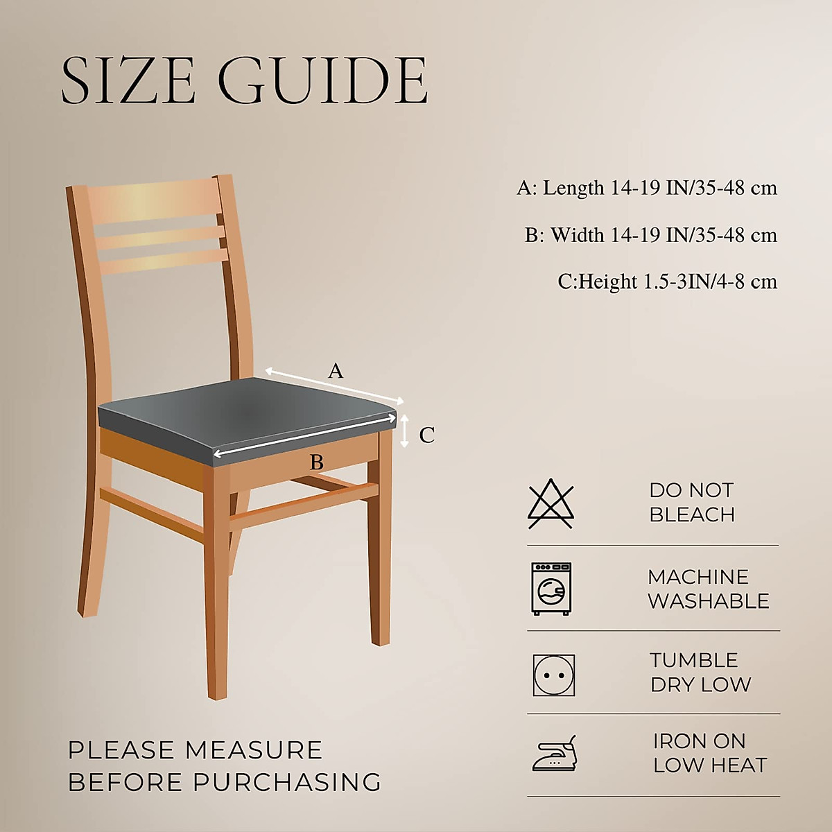 SearchI Waterproof PU Leather Seat Covers for Dining Chairs, 6 Pack Stretch Dining Room Chair Seat Covers, Kitchen Chair Seat Covers Protectors (Black)